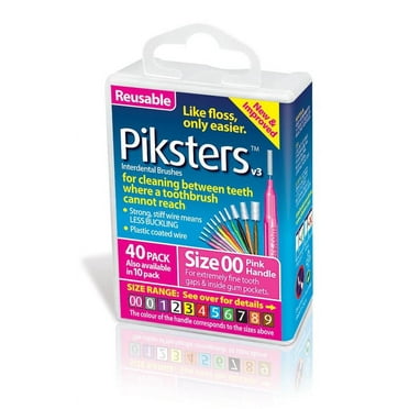 Piksters Pack of 40 Interdental Brushes Size 3, Yellow Handle, Gum ...