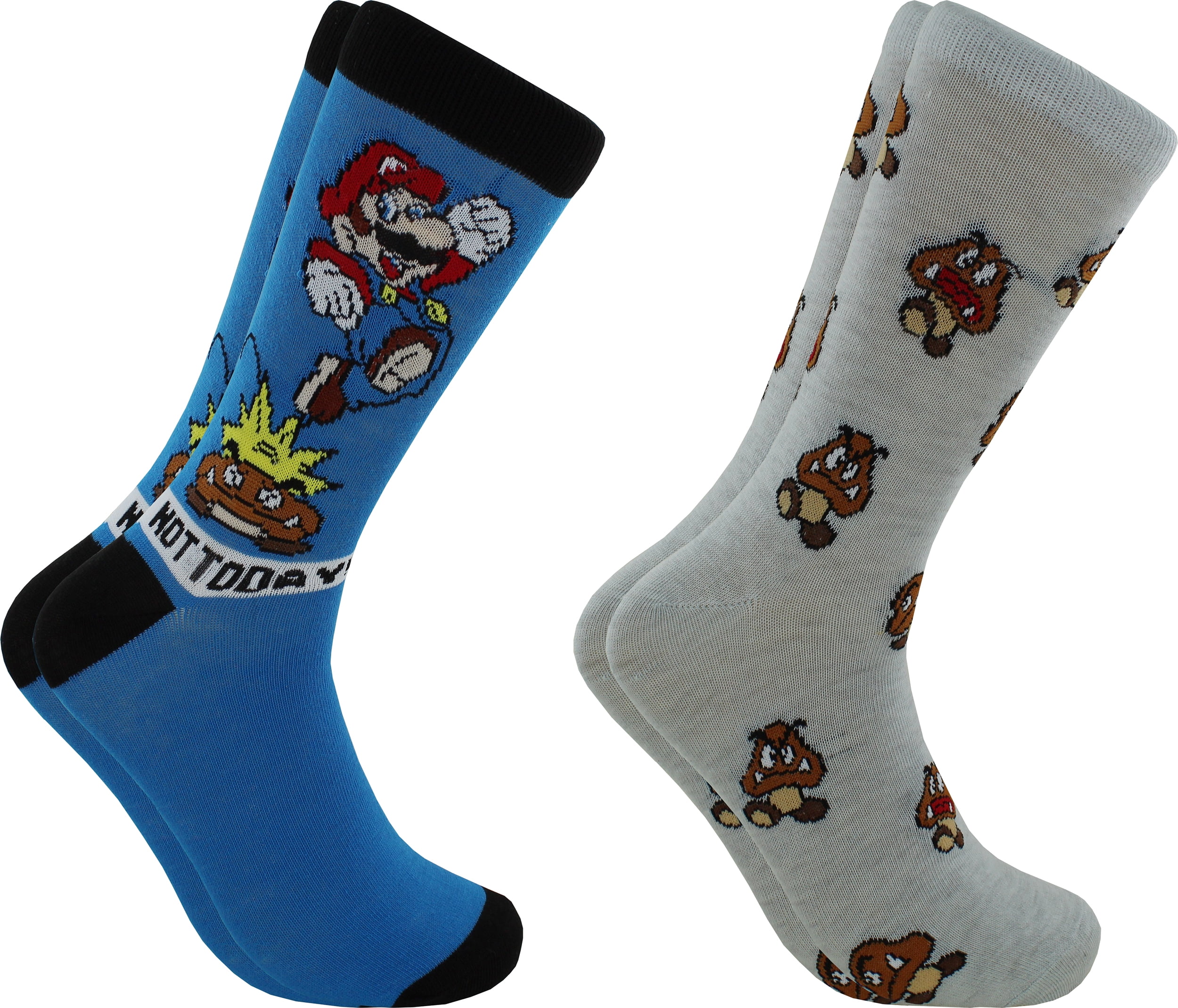 Nintendo Super Mario "Not Today" Men's Crew Socks, 2-Pack, Shoe Size 6. ...