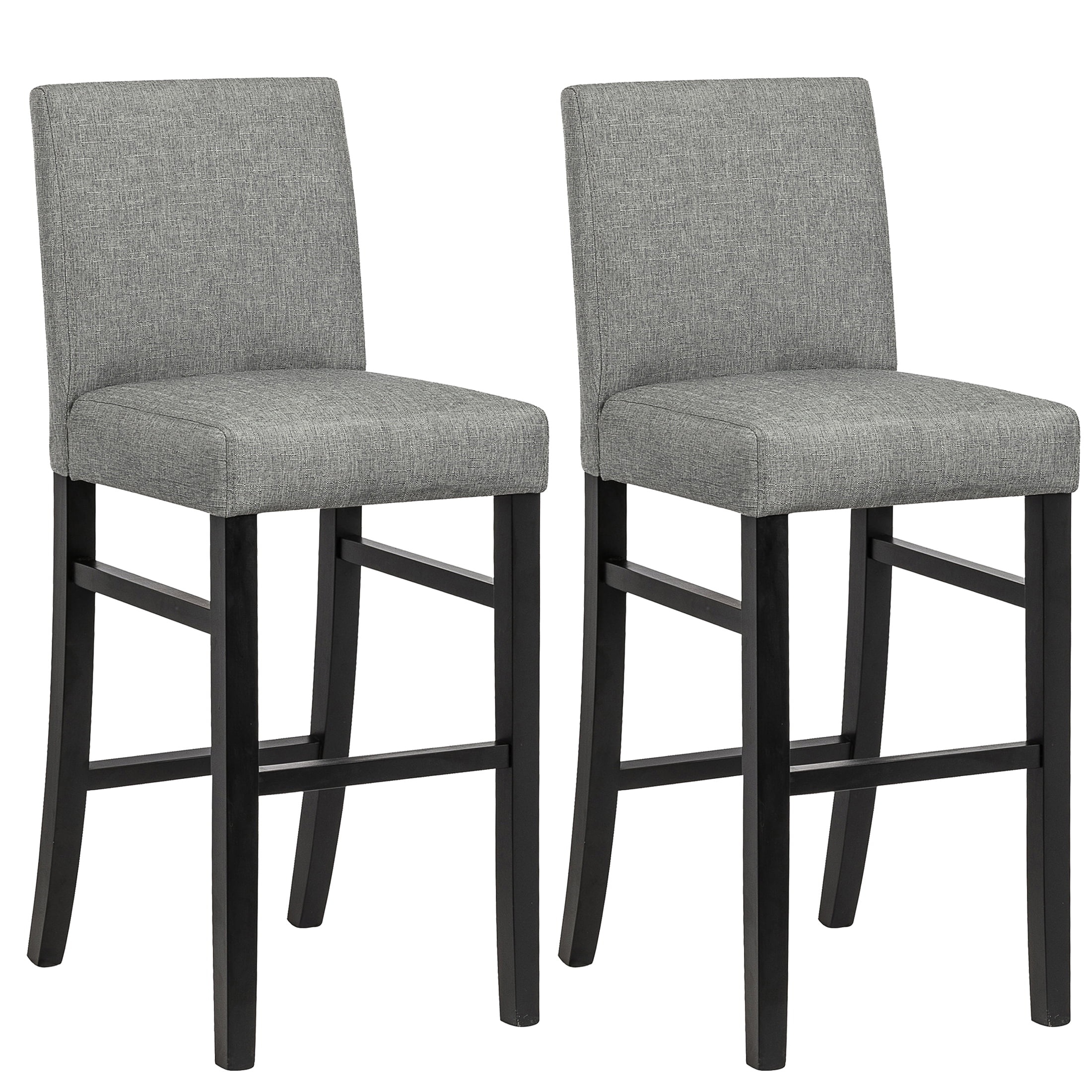 Homy Grigio Gray Fabric Modern Upholstered 30 inch Bar Stools with Full ...