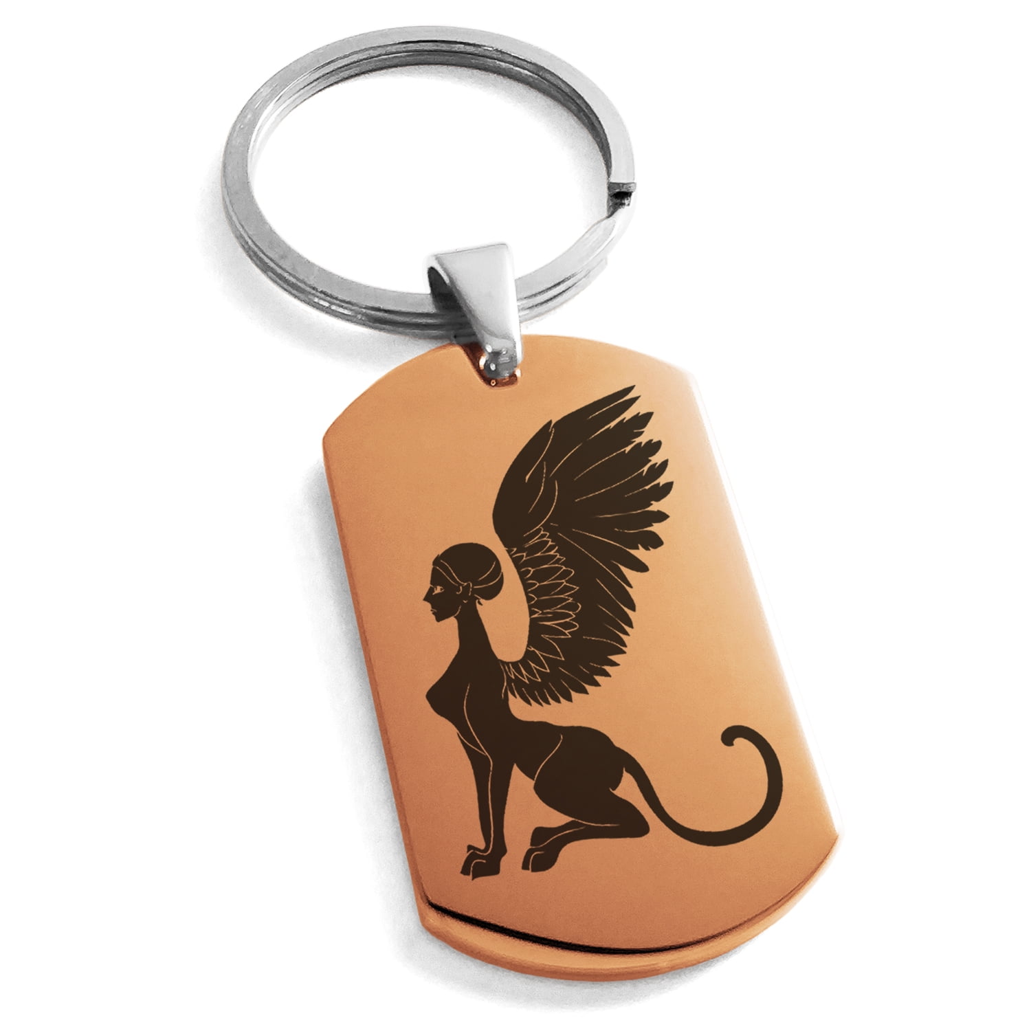 Stainless Steel Greek Mythology Shpinx Engraved Dog Tag Keychain ...