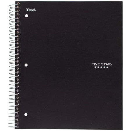 Five Star Wirebound Notebook, 5-Subject, 200 Wide-Ruled Sheets, 10.5 x ...