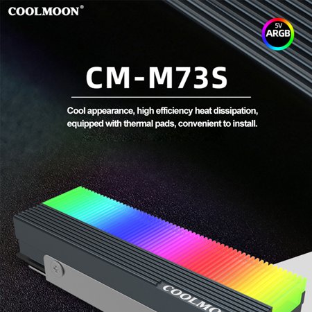 Coolmoon SSD Heatsink Colorful RGB Light Cooler; M.2 Cooling Radiator M ...