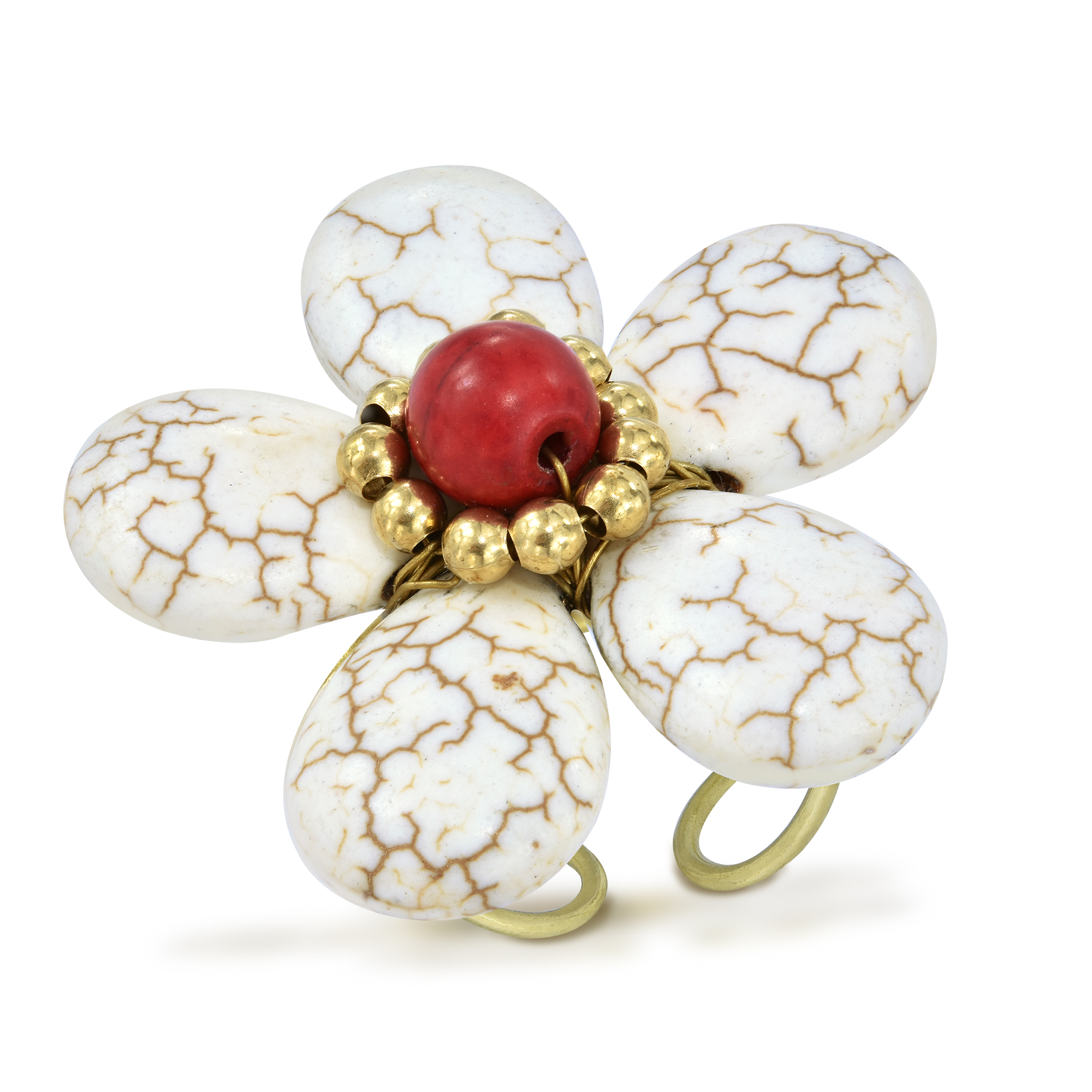 Tropical Elegance White Reconstructed Howlite Flower Statement ...
