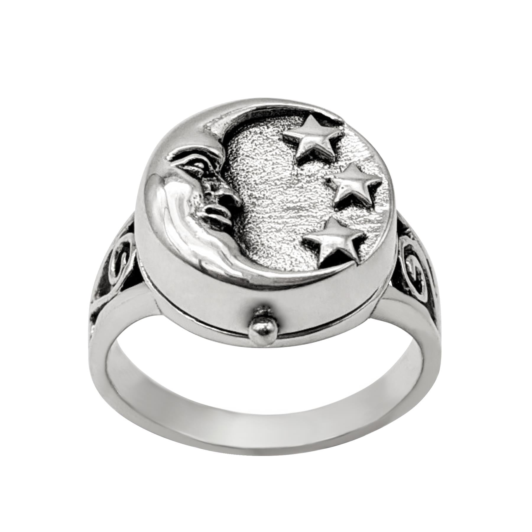 81stgeneration Men's Women's 925 Sterling Silver Wiccan Moon Star ...