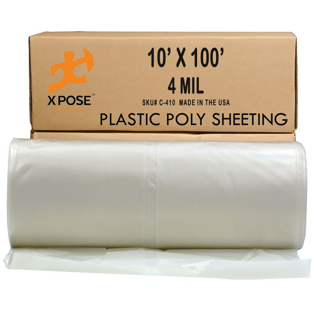 Clear Poly Sheeting - 10x100 Feet â€“ Heavy Duty, 4 Mil Thick Plastic Tarp â€“ Waterproof Vapor ...