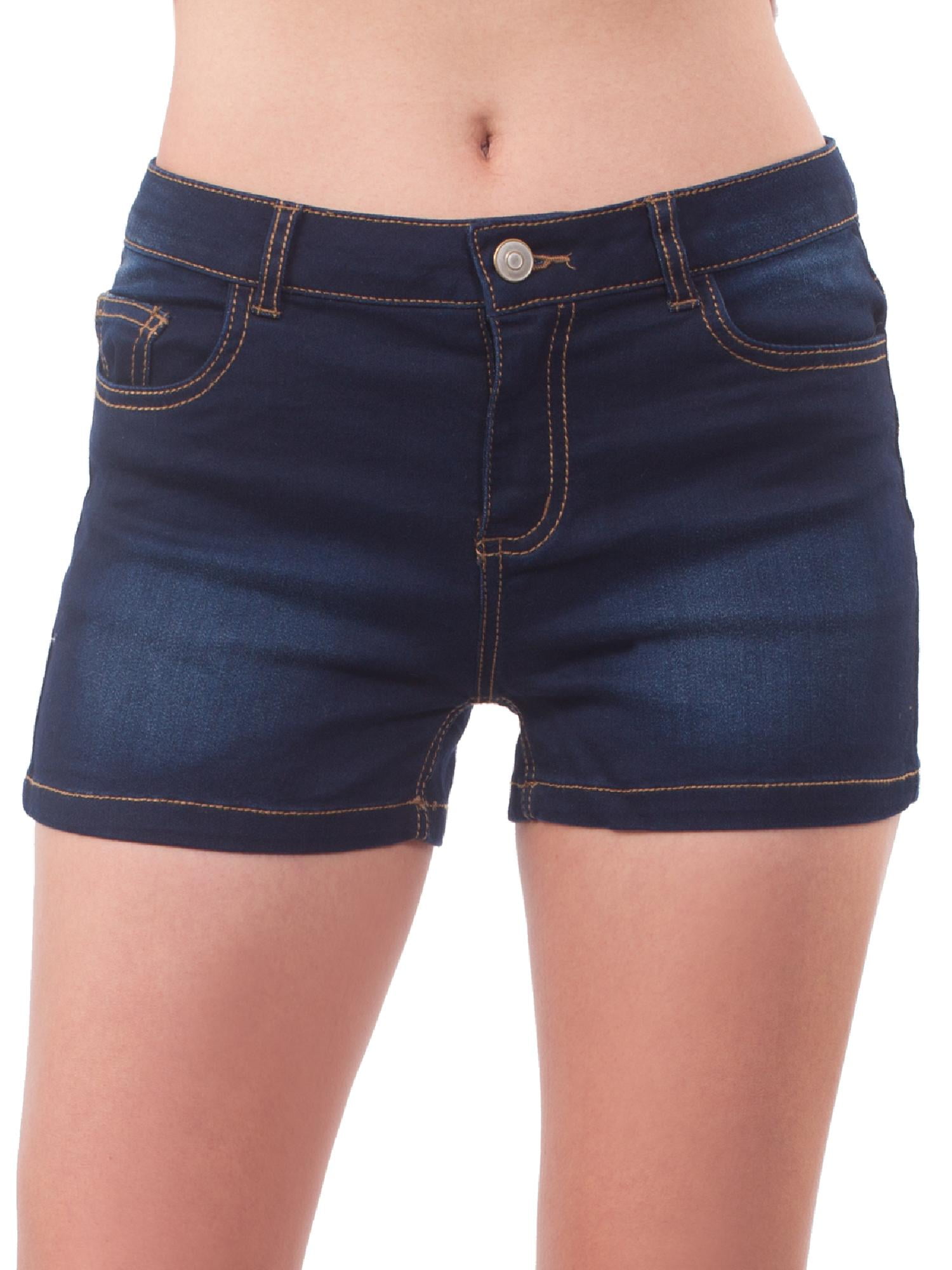 MixMatchy Women's Classic Mid Waist Denim Jean Shorts with Pockets ...