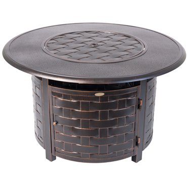 Hiland Round Cast Aluminum Slatted Fire Pit, Black - Walmart.com