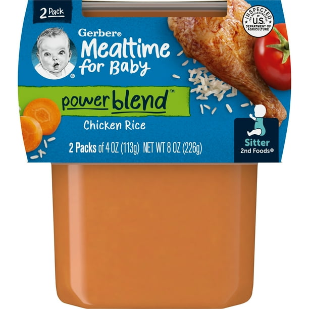 Gerber 2nd Foods PowerBlend Baby Food Chicken and Rice, 4 oz Tubs (2 ...