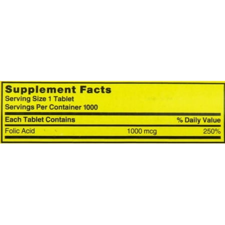Nature's Blend Folic Acid 1000 mcg 1,000 mcg 1000 Tabs - Walmart.com