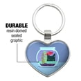 Black Cat Staring at Betta Fish Bowl Keychain Heart Love Metal Key ...