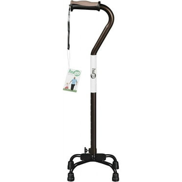 Hugo Adjustable Quad Cane for Right or Left Hand Use, Ebony, Large Base ...
