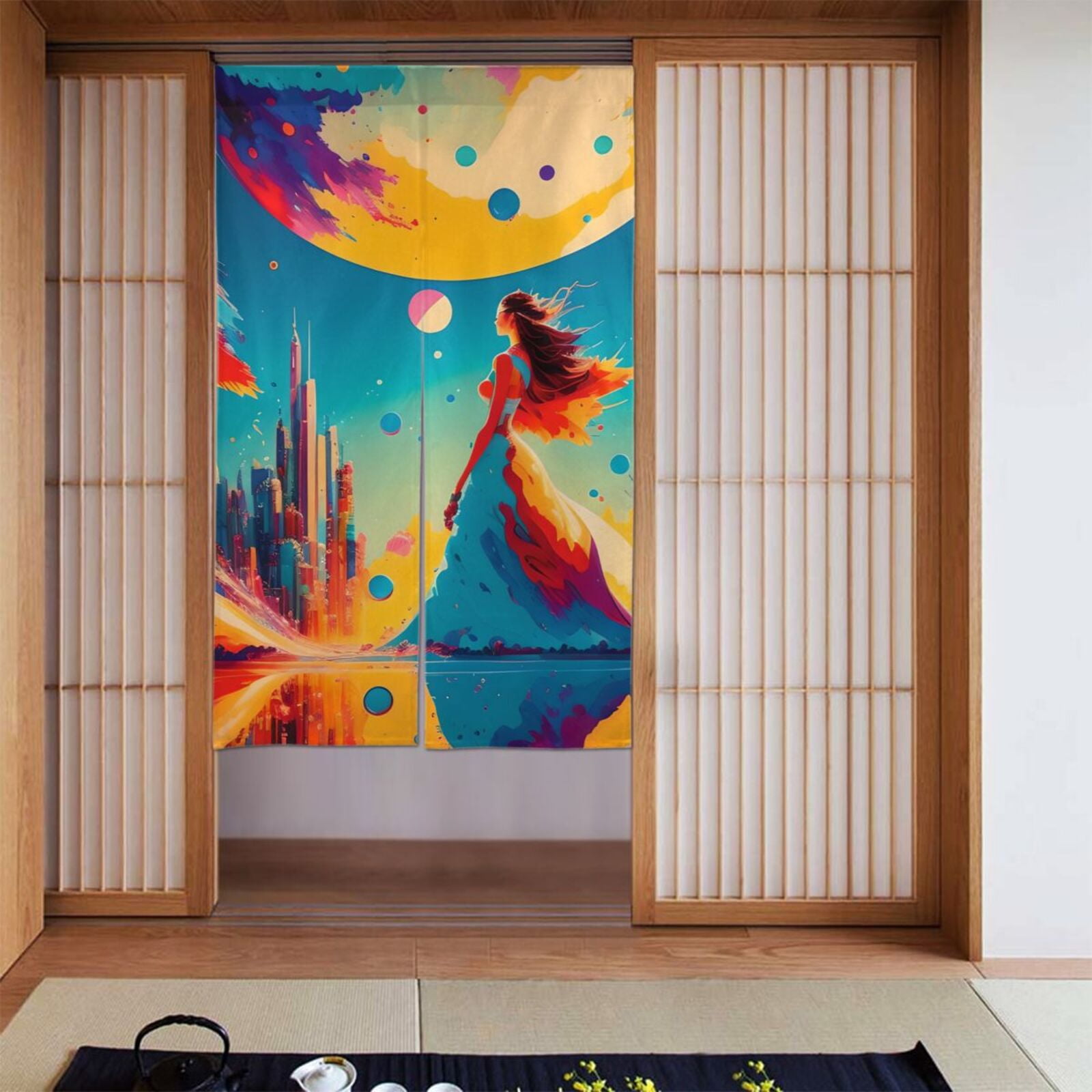 Doorway Drape Split Curtains, Fantasy Nature Background Room Divider ...