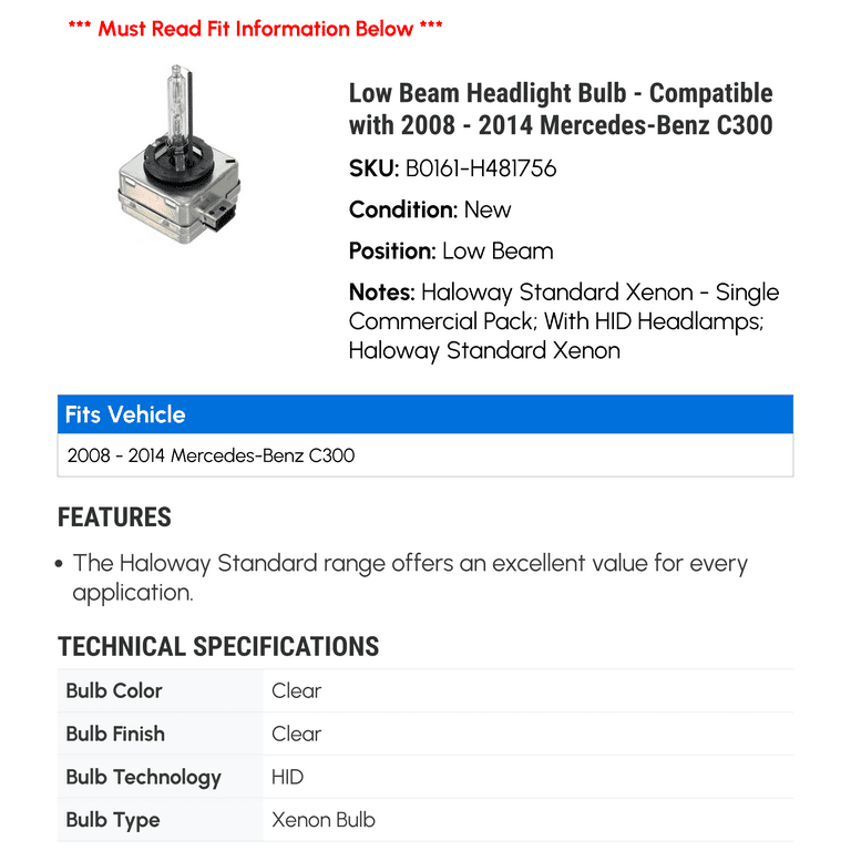 2009 Mercedes Benz C300 Low Beam Bulb - The Best Picture Of Beam
