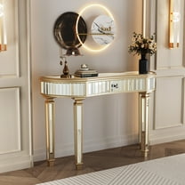 Noble House Half-Moon Mirrored Console Table with Fluted Glass ...