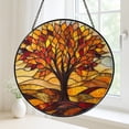 Autumn Tree Stained Glass Suncatcher, Fall Window Hanging Decor Accent ...