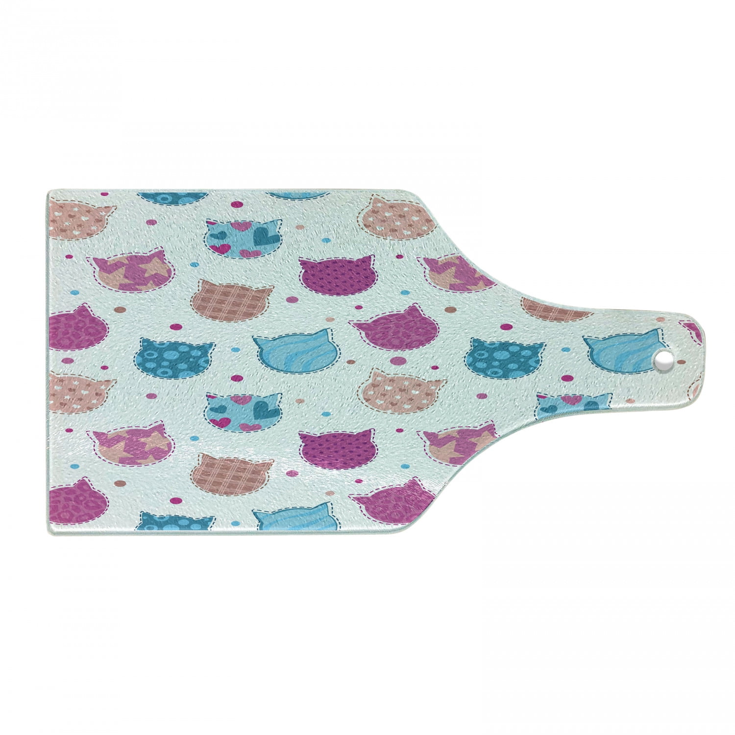 Feminine Cutting Board, Cat Heads Silhouettes with Stars Dots and ...