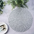 Efavormart 6 Pack 15" Silver Round Woven Vinyl Placemats Non Slip ...