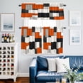 Abstract Color Block Kitchen Curtains Valance and Tier Set Orange Black ...