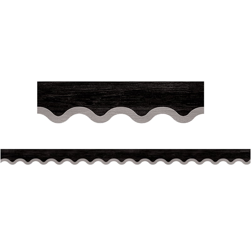 Modern Farmhouse Black with Gray Scalloped Border Trim, 35 Feet ...