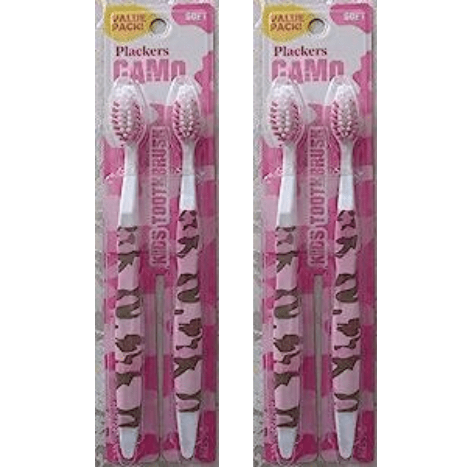 4 Plackers Soft Toothbrushes - Pink Camo - Walmart.com