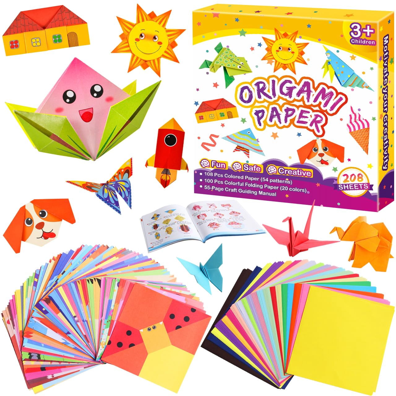 Kit de papel de origami Pigipigi Kids Craft para niños de 5 a 8 a 12 ...