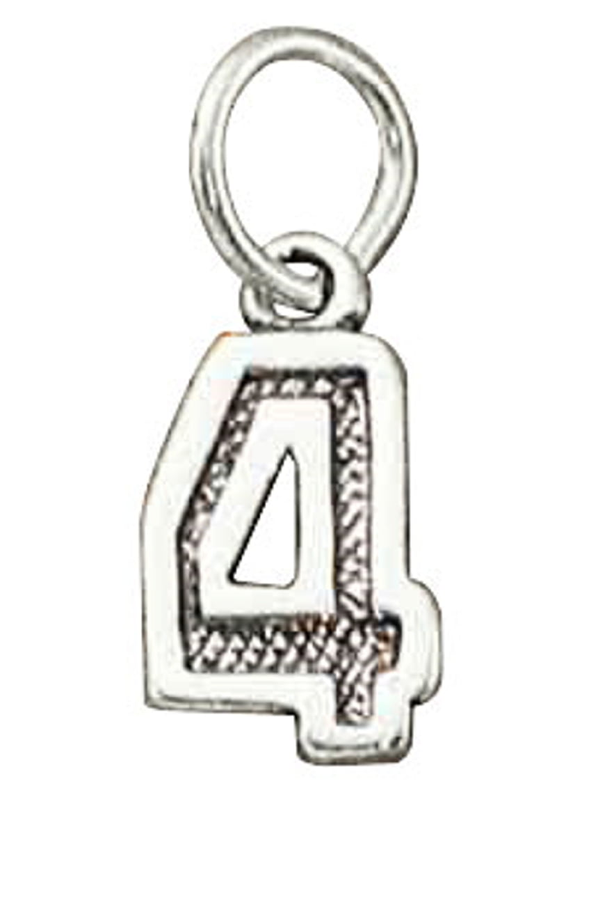 Sterling Silver 20" 1.2mm Box Chain Jersey Number Four 4 Pendant ...