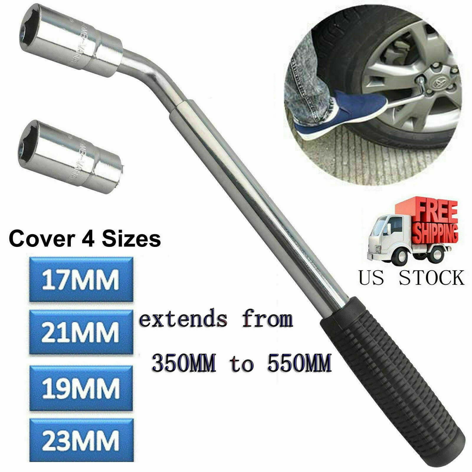 Dayplus Wheel Lug Wrench Standard Sockets Telescoping Extendable Car ...