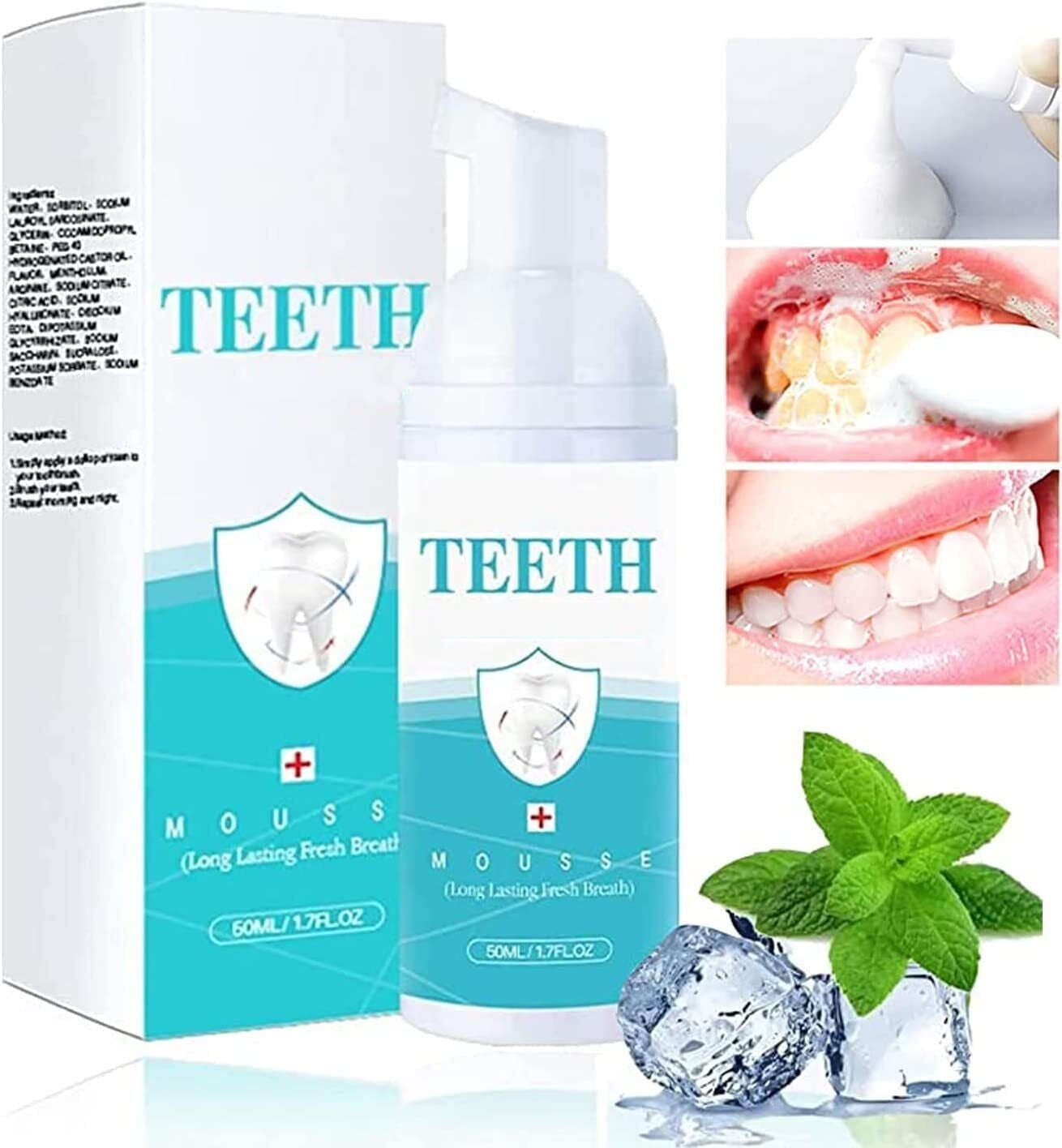 50ml Whitening Mouthwash Oral Cleansing Whitening Foam Press Toothpaste ...