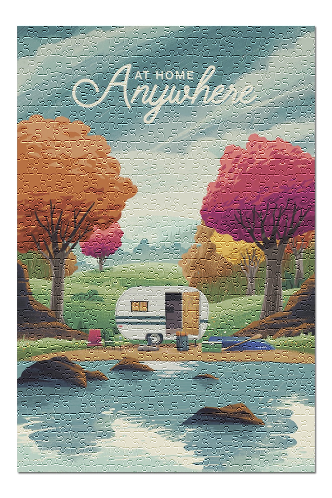Outdoor Activity, At Home Anywhere, Camper in Fall Colors (19x27 inches ...