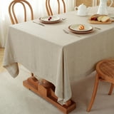 100% Pure Linen Tablecloth, 55x55 Inch Square Table Cover - Natural ...
