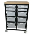 Mobile Workbench Storage Station w/Wood Top -10 StorSystem Trays-Grey ...