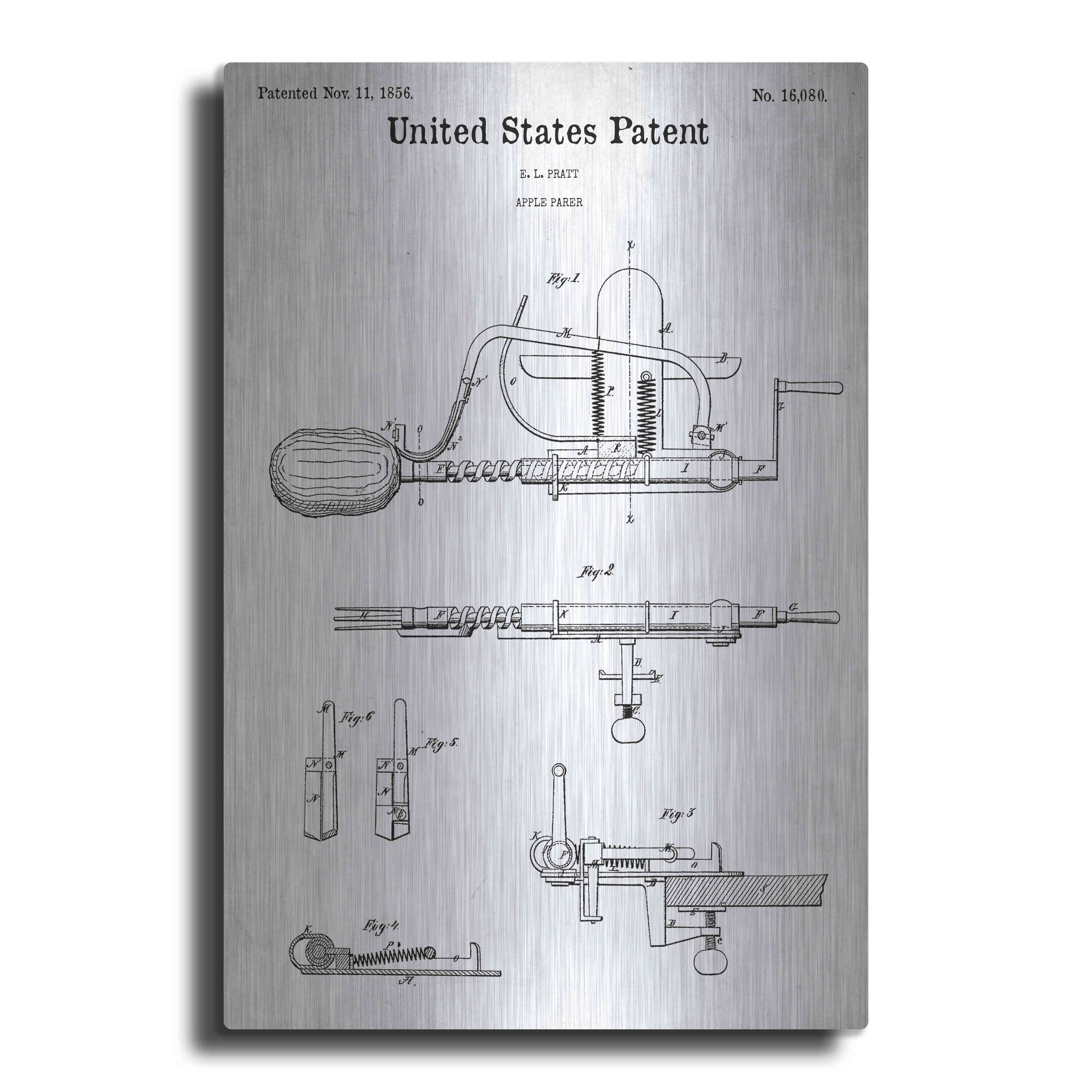 Luxe Metal Art 'Apple Parer Blueprint Patent White' Acrylic Glass Wall ...
