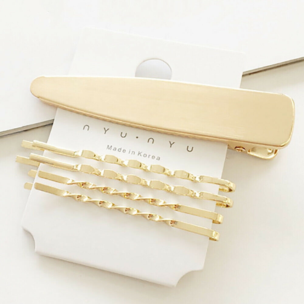 Fashion Charming Elegant Golden Hair Clip Set Side Fringe Bangs Hair ...