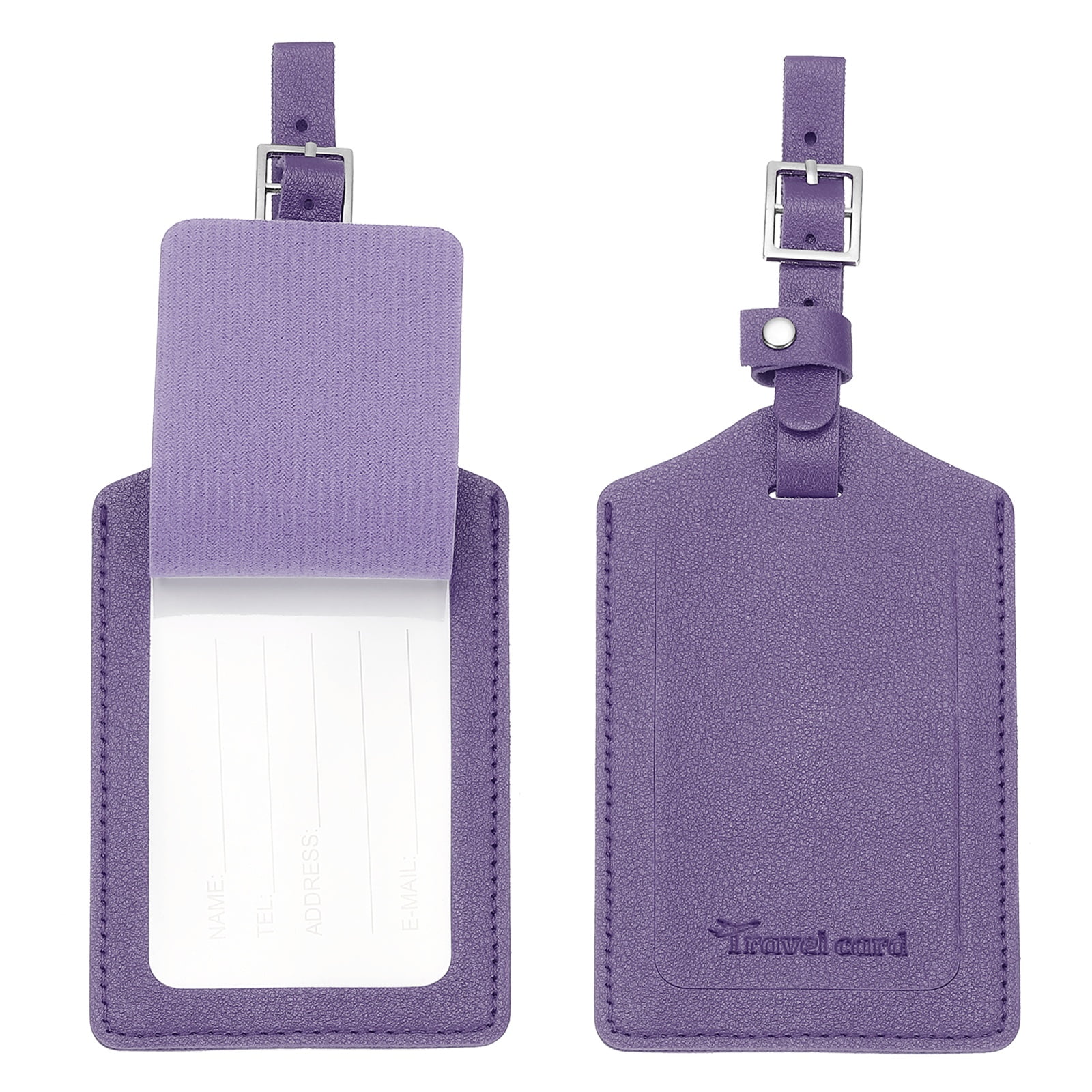 Click here for Uxcell Suitcase Luggage Tags  Purple Pu Leather Ta... prices
