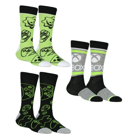 Xbox Men's Gamer Socks, 3 Pack Crew with Video Game Logo and Controller ...