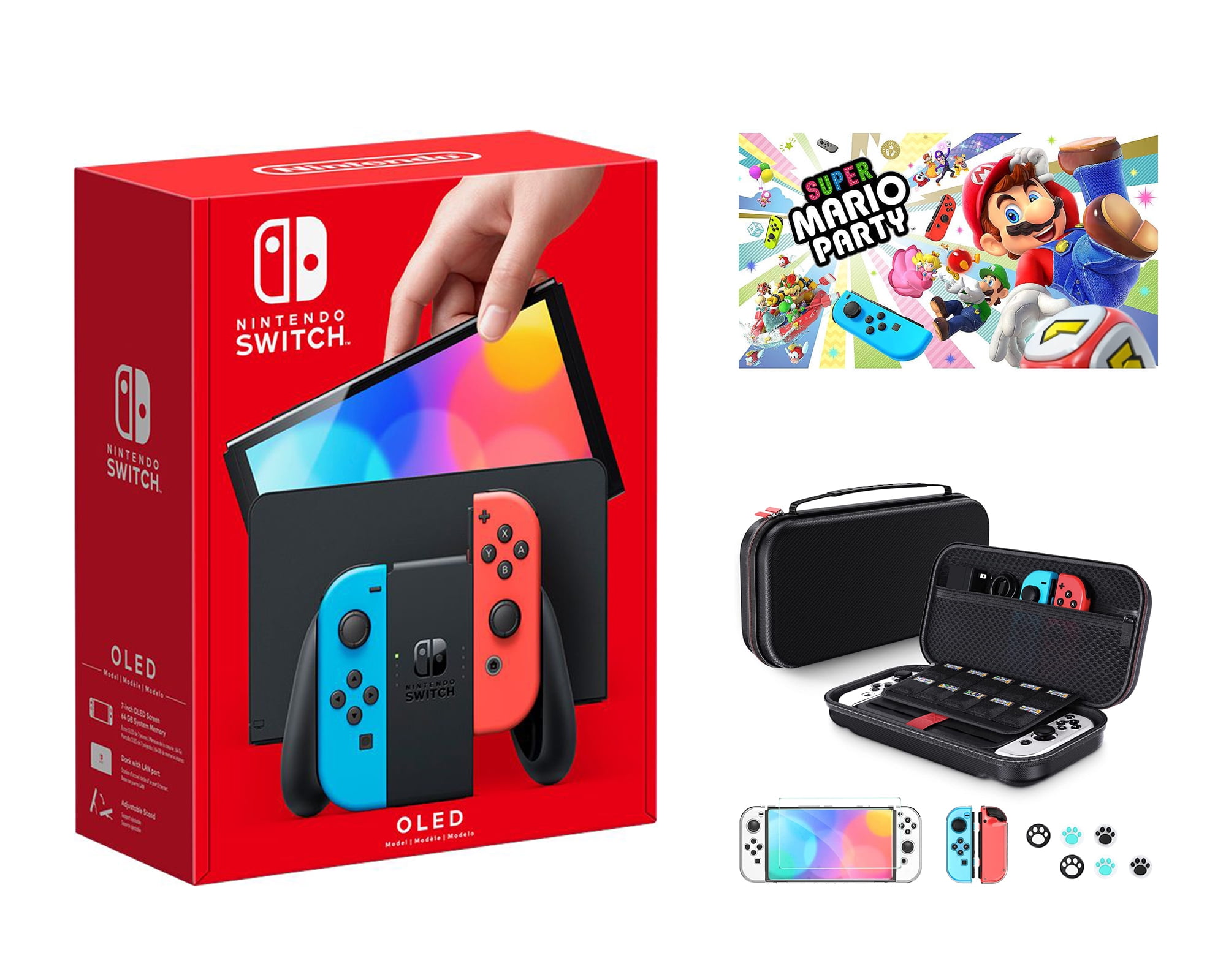 2023 Newest Nintendo Switch OLED Model Neon Red & Blue Joy-Cons Console ...