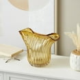 DecMode 7" Oval Ribbed Ombre Abstract Orange Glass Decorative Bowl with ...