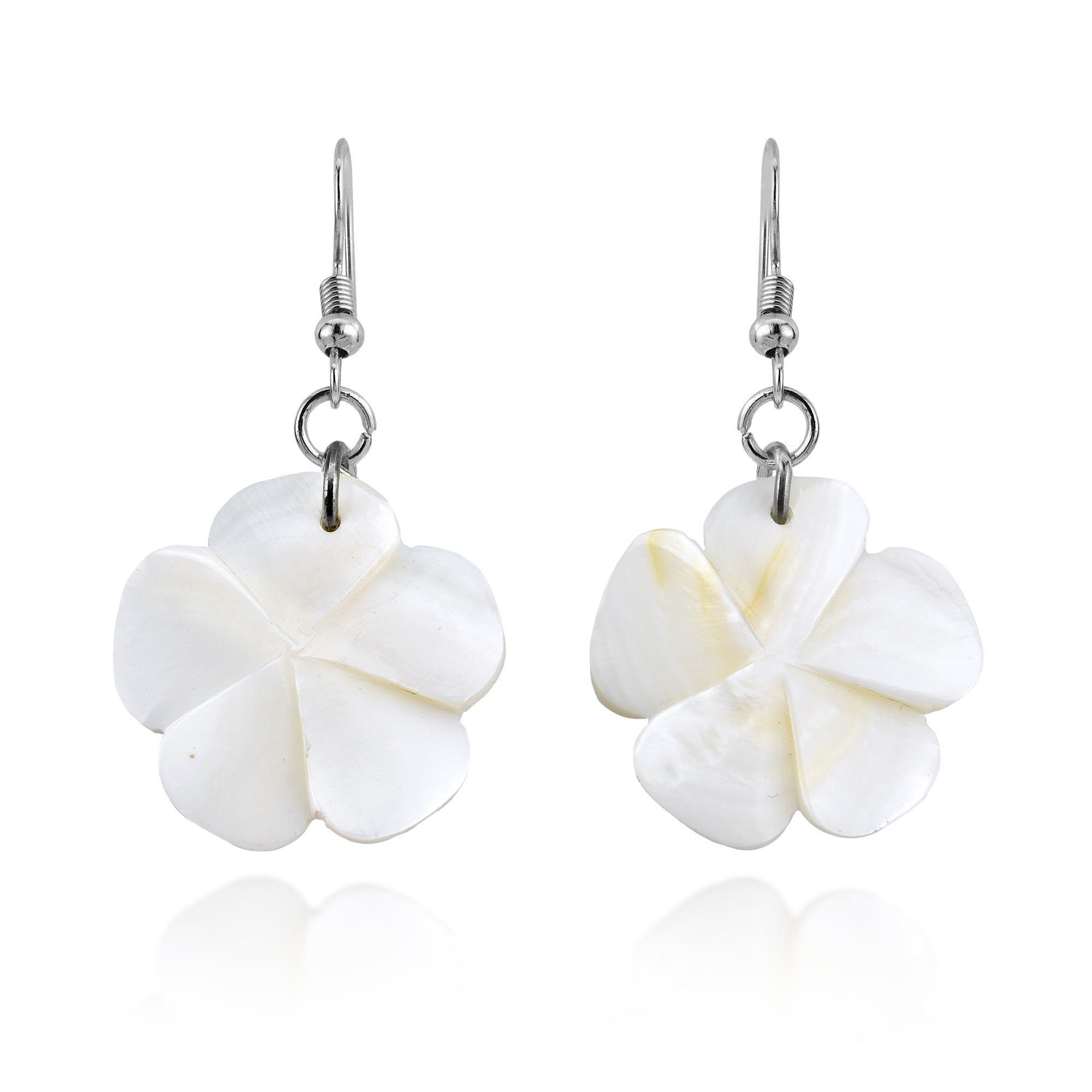 Tropical Plumeria Flower White Kabibe Shell Dangle Earrings - Walmart.com