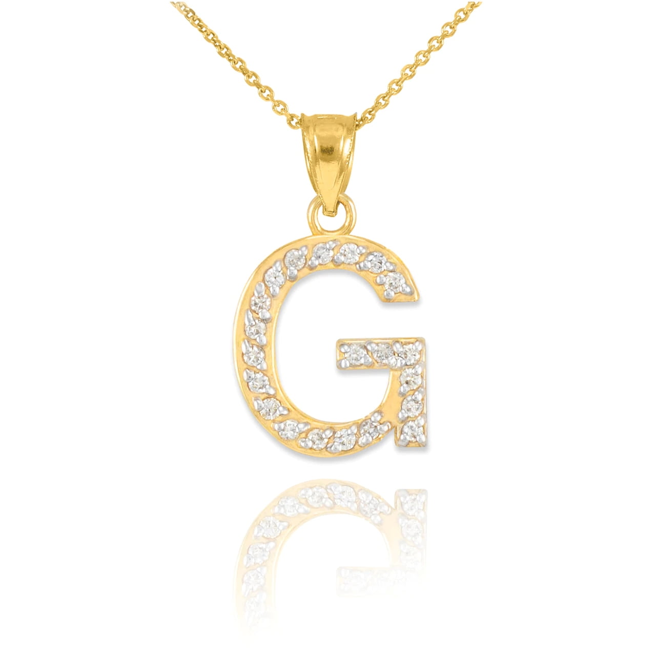 GOLD LETTER "G" DIAMOND INITIAL PENDANT NECKLACE : 14K Pendant with 18 ...
