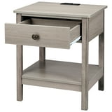 DecorTech Traditional Rectangular End Table with AC Power and USB ...