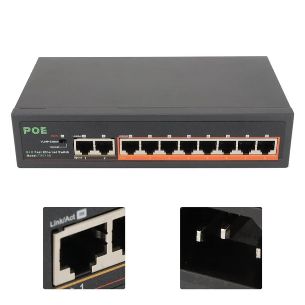 8 Ports PoE Switch RJ45 10/100 RJ45 Adaptive Port 10/100mbps Full ...