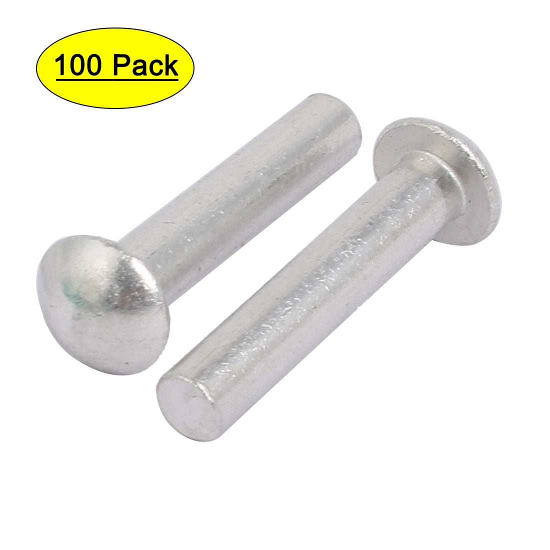 100pcs M5 x 25mm Aluminum Half Round Head Solid Rivet Fastener Silver ...