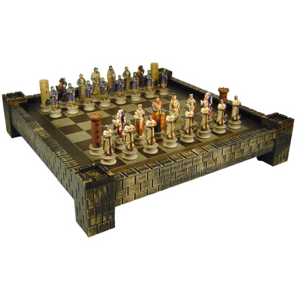 Medieval Times Crusades ARABIAN vs CHRISTIAN KNIGHTS Chess Set W ...