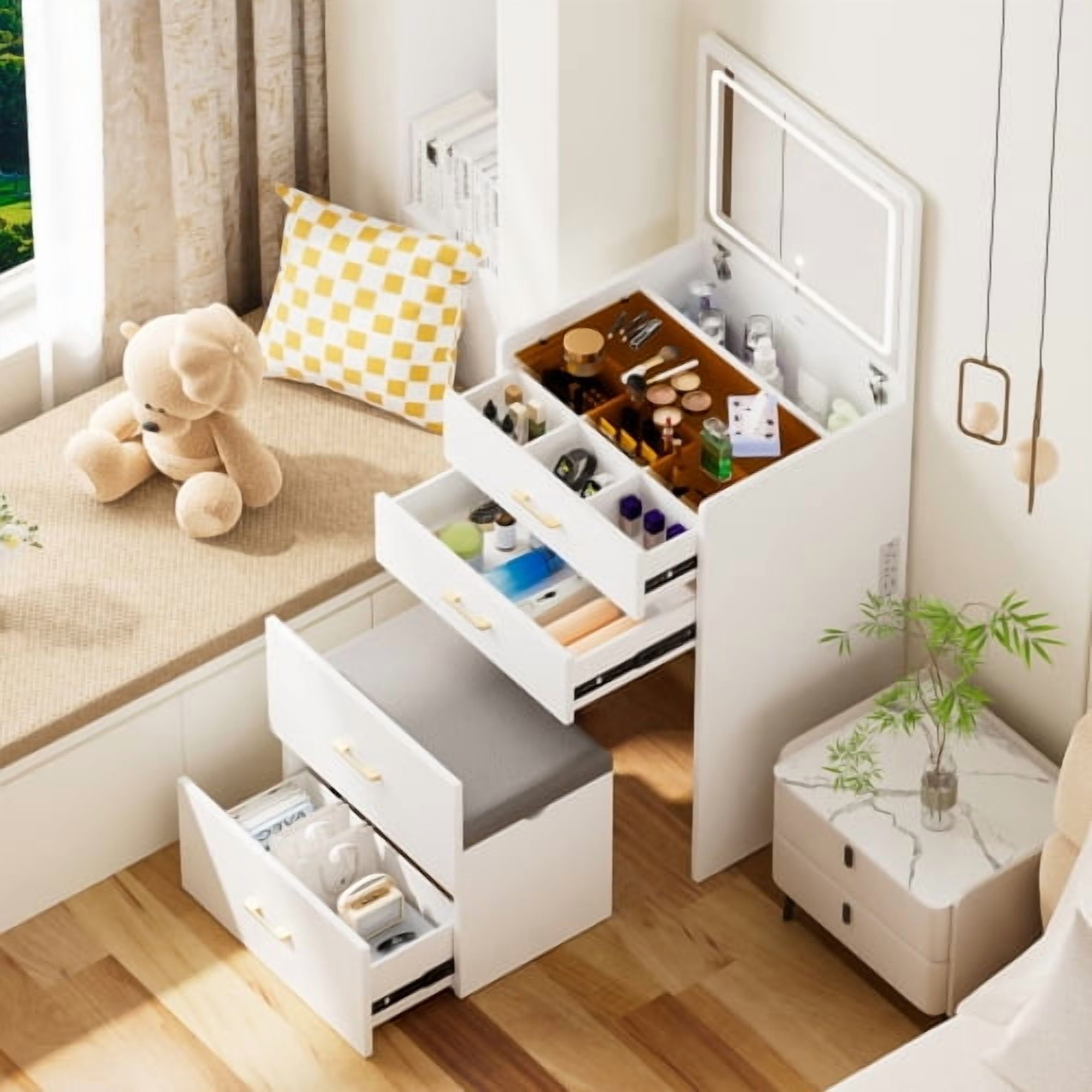 Click here for Fuluxin 23.6 Wide Makeup Vanity Table With Flip To... prices