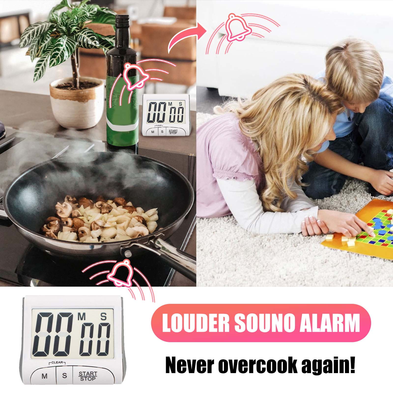 Digital Kitchen Timer & Stopwatch, Large LCD Display Digits, Loud Alarm ... Digital Kitchen Timer & Stopwatch, Large LCD Display Digits, Loud Alarm ...