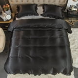 Move Over Black Ruffle Comforter Set Queen Satin Comforter Set Black ...