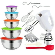 UNIFULL 7-Speed Electric Hand Mixer Set with Stainless Steel Mixing ...