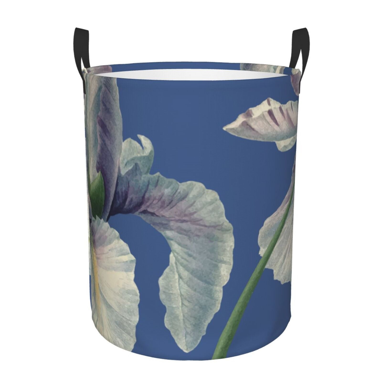 XMXT Collapsible Laundry Basket, Blue Floral Watercolor Background ...