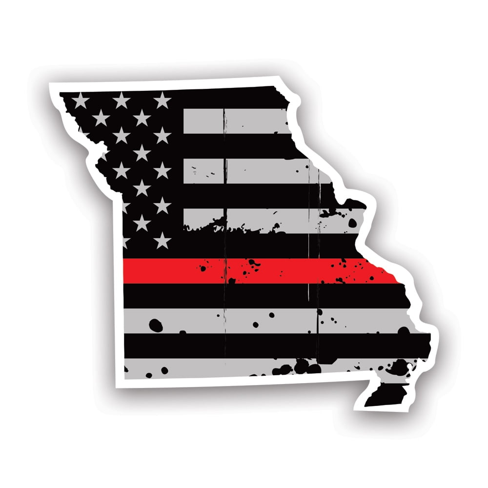 Distressed Thin Red Line Missouri State Shaped Subdued US Flag Sticker ...