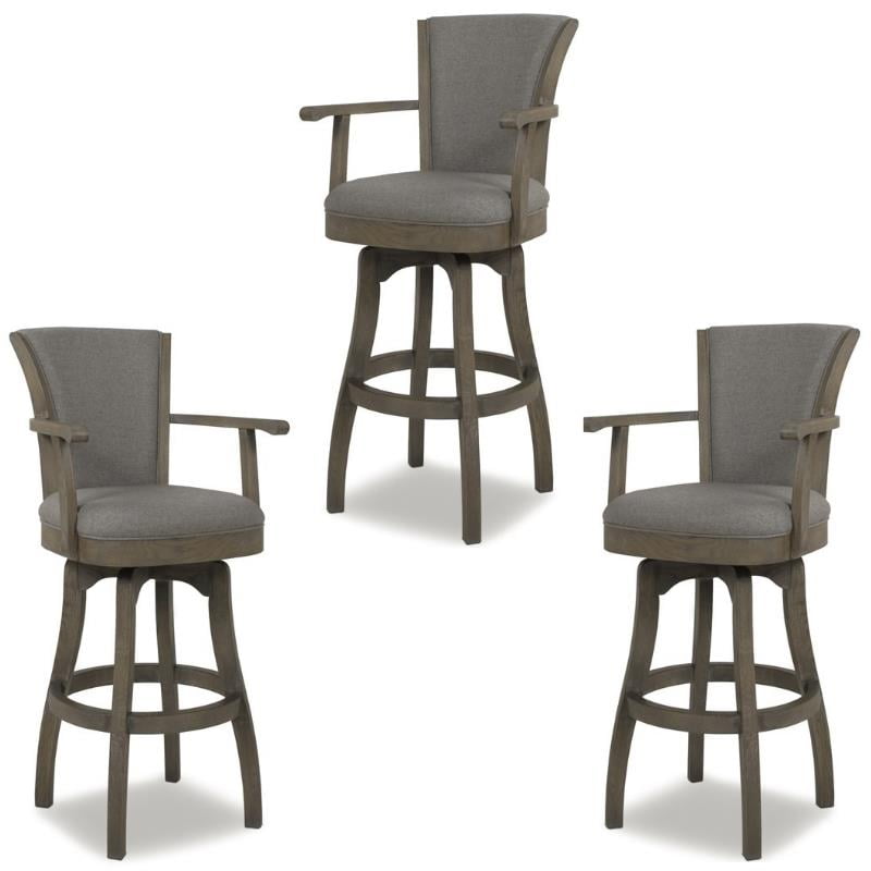 Home Square 3 Piece 30" Swivel Bar Stool with Armrests Set in Heathered ...